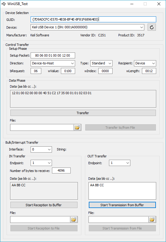 USB Component: Custom USB Device (WinUSB_Echo)