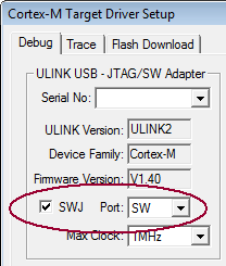 ULINK2 User's Guide: Enable Serial Wire Trace