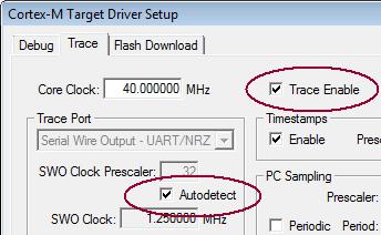 ULINK2 User's Guide: Enable Serial Wire Trace