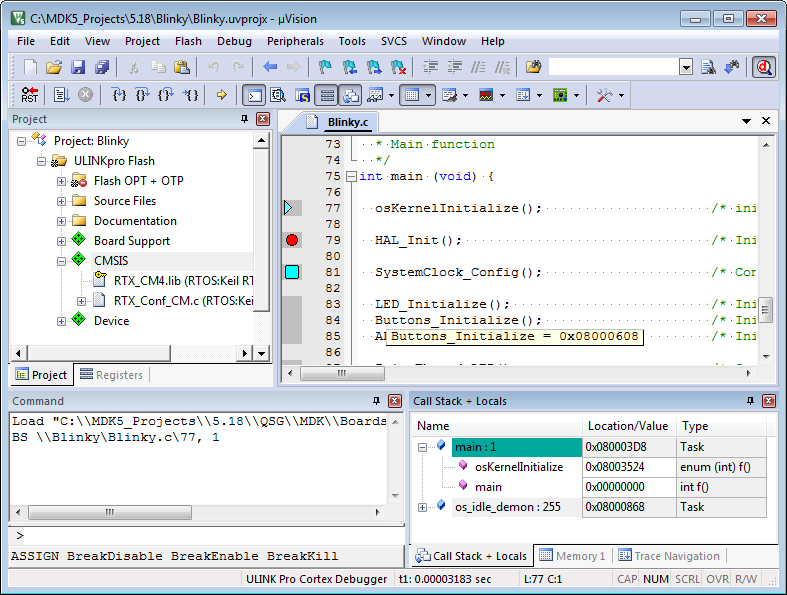 ULINKpro User's Guide: Debugging Programs