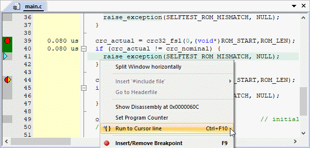 µVision User's Guide: Application Program Execution